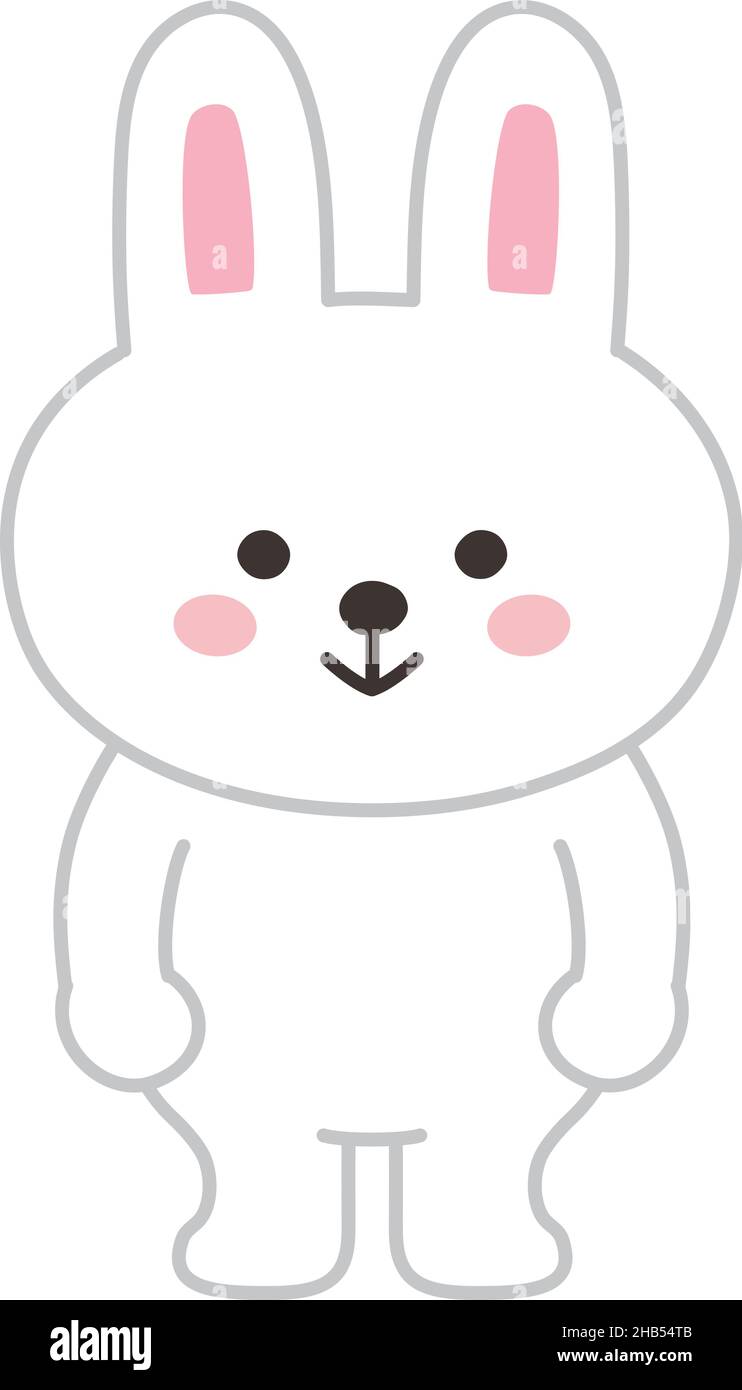 Rabbit waiting for a friend. Vector illustration isolated on a white ...