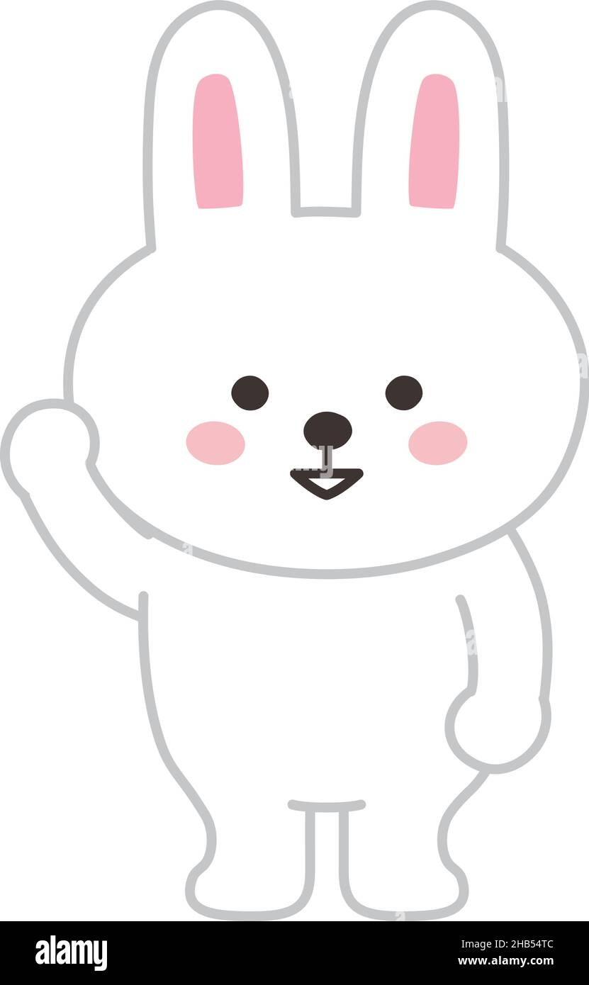 Rabbit waving a hand. Vector illustration isolated on a white ...