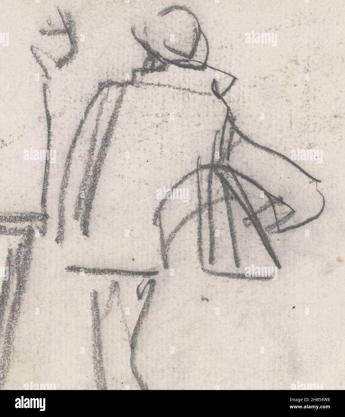 The right figure has an object under his arm, Two standing figures ...