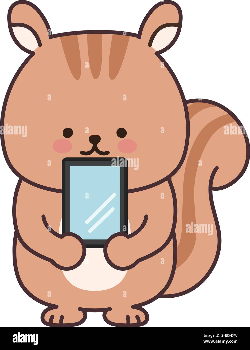 Squirrel with a smartphone. Vector illustration isolated on a white ...