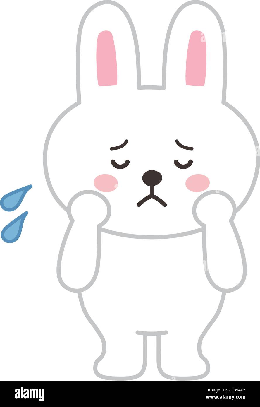 Rabbit worried something. Vector illustration isolated on a white ...