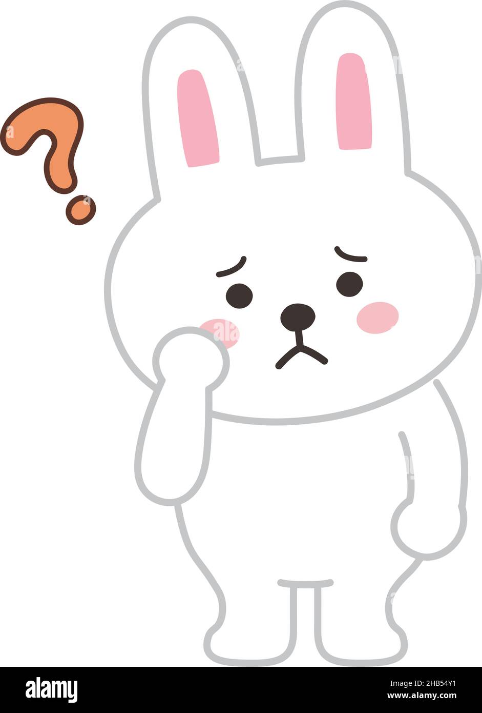 Rabbit having doubts. Vector illustration isolated on a white ...