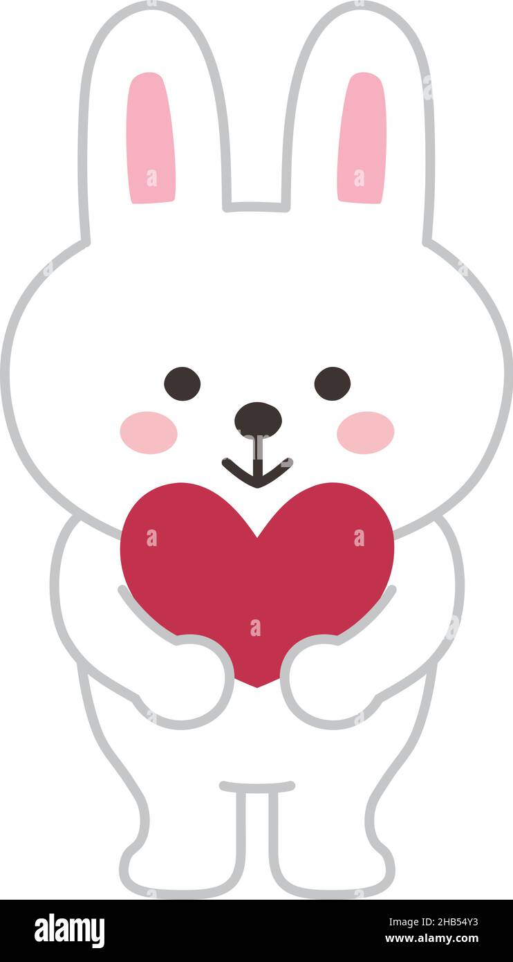 Rabbit with a love heart. Vector illustration isolated on a white ...