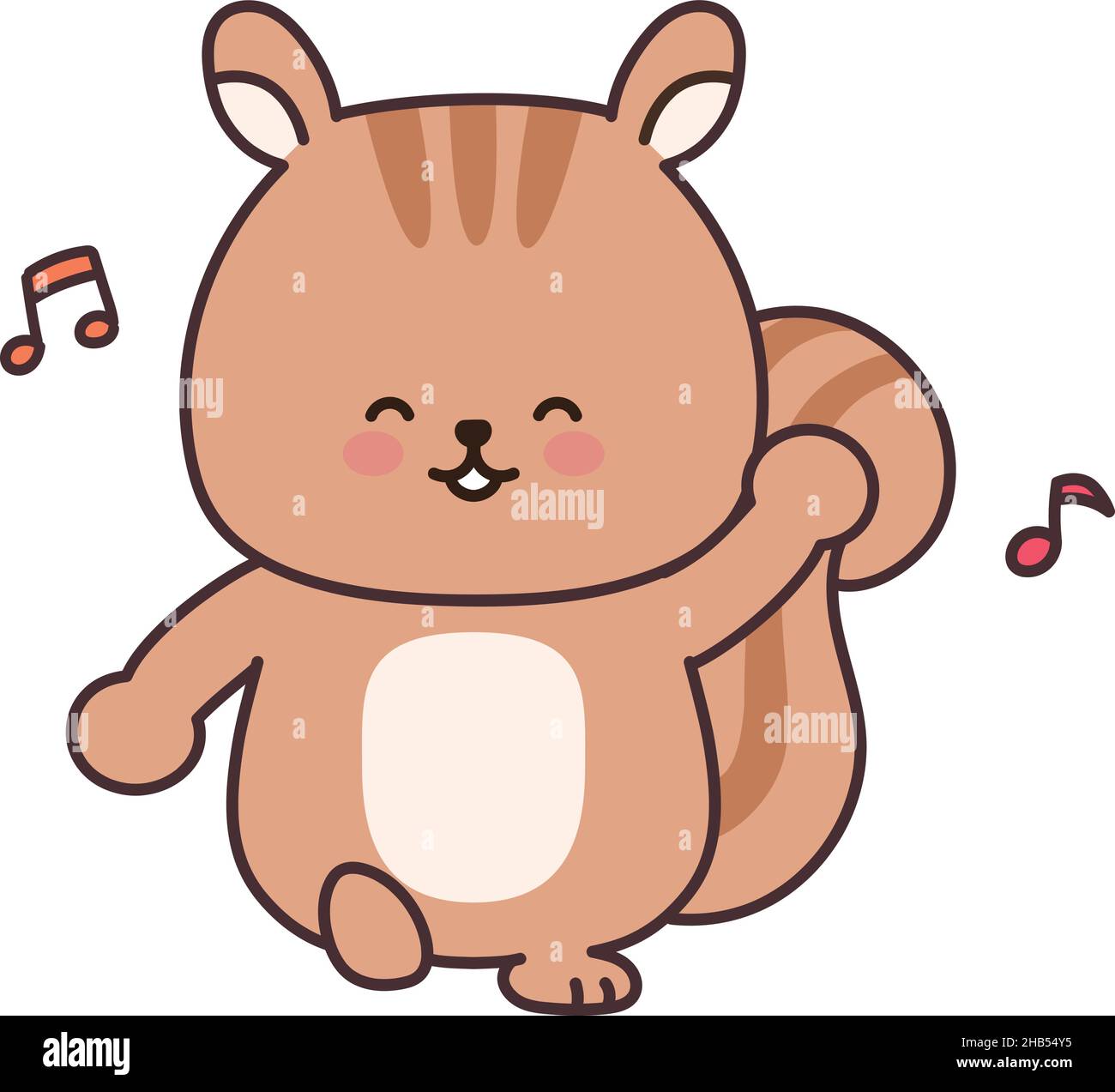 Squirrel dancing happily with musical notes. Vector illustration ...