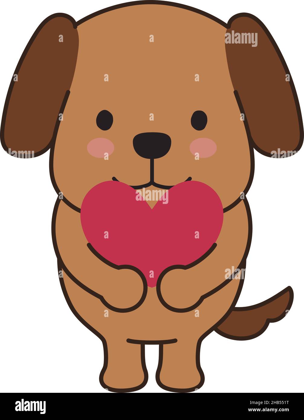 Dog with a love heart. Vector illustration isolated on a white ...
