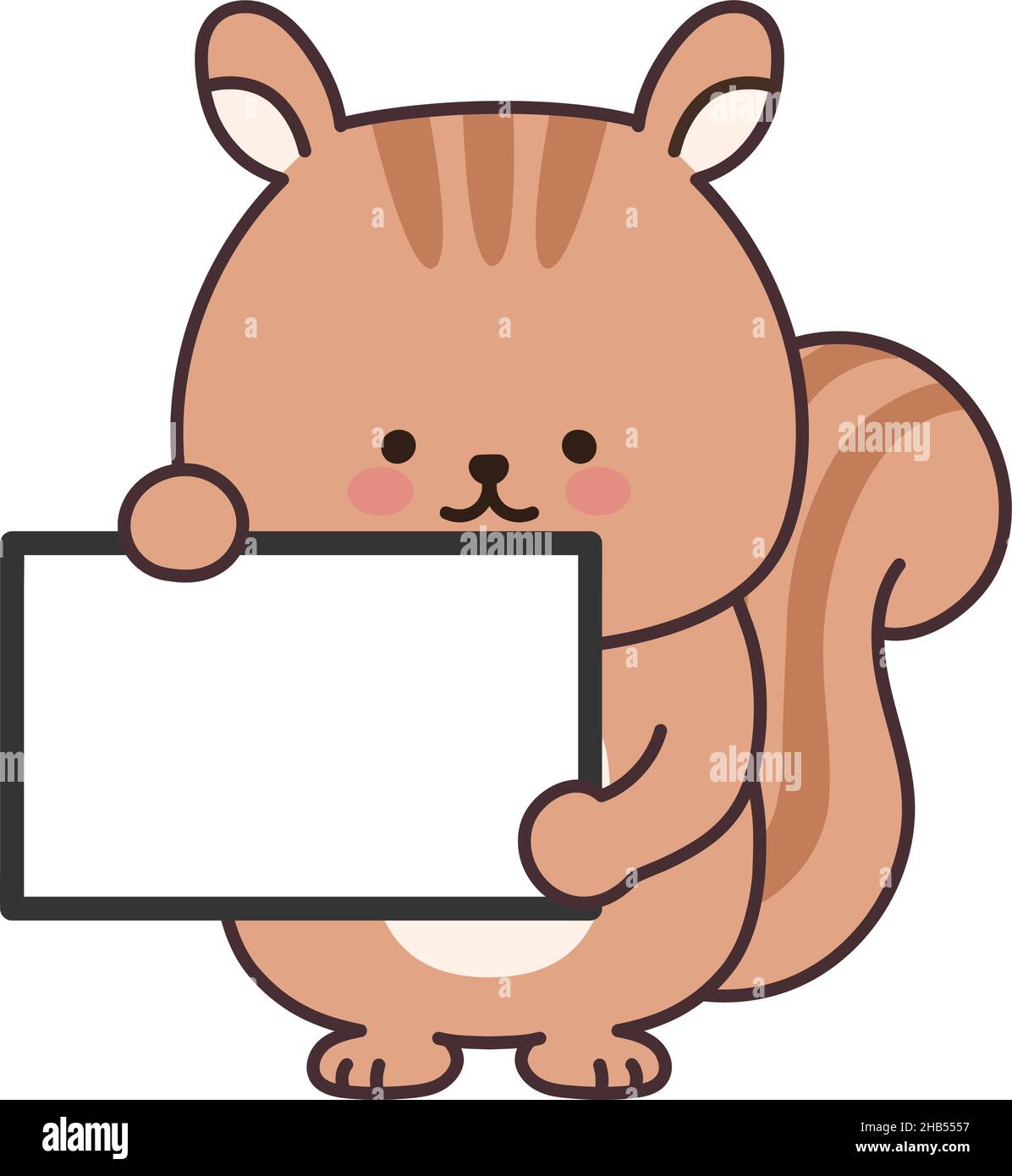 Squirrel with a blank sign. Vector illustration isolated on a white ...