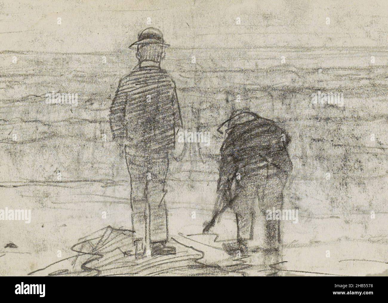 One boy stands while the other draws in the sand with a stick. Sheet 2 ...
