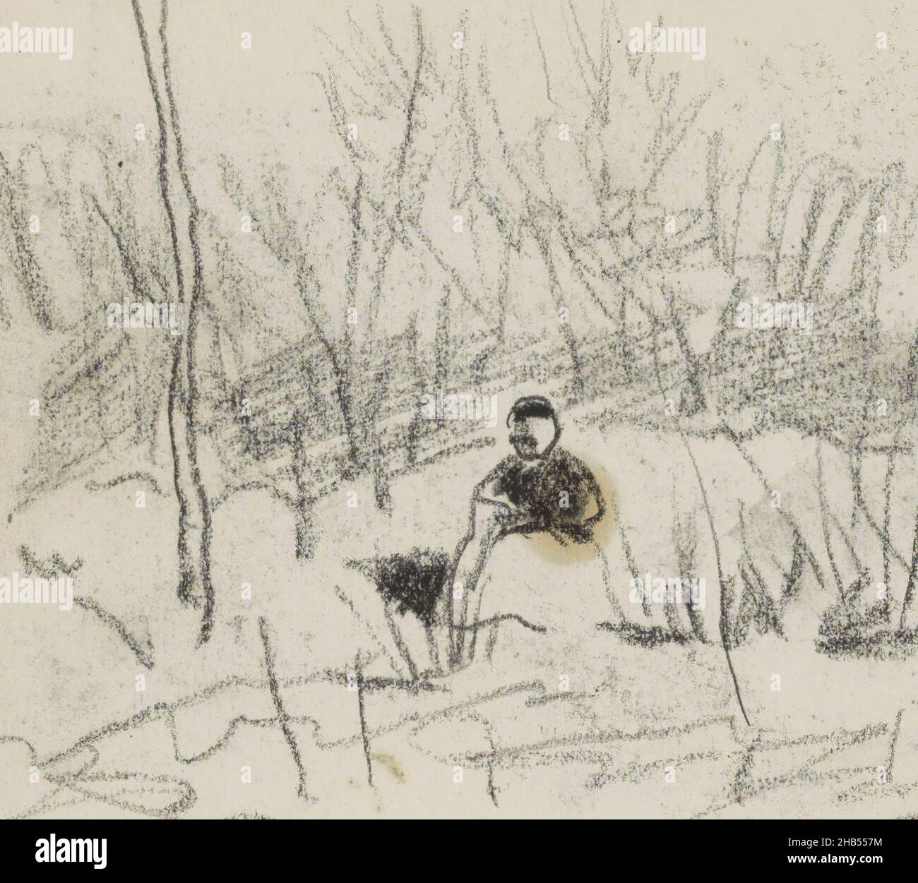 Sheet 28 recto from a sketchbook with 33 sheets, Figure in a landscape ...