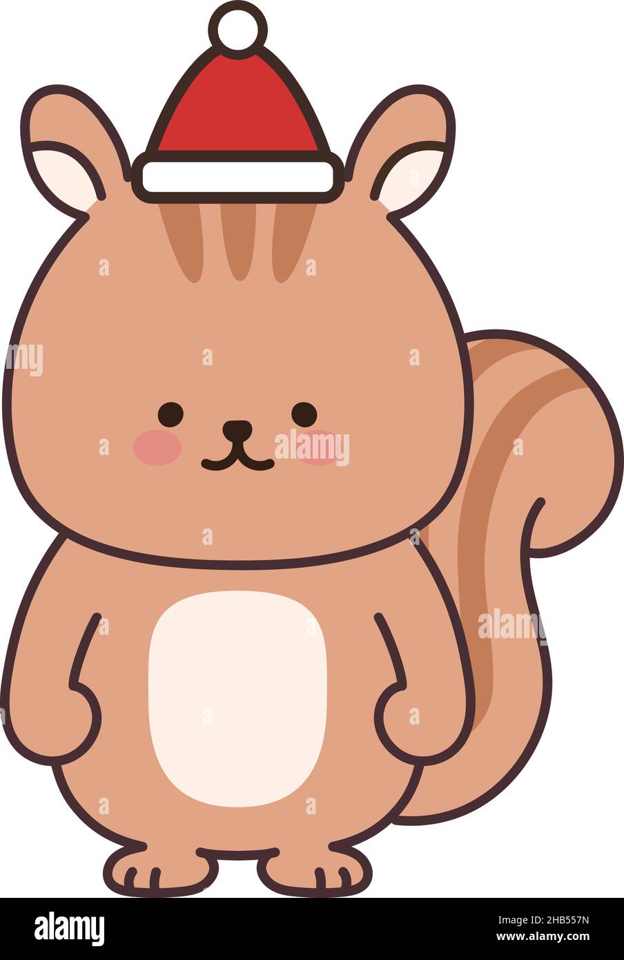 Squirrel wearing a Santa hat. Vector illustration isolated on a white ...