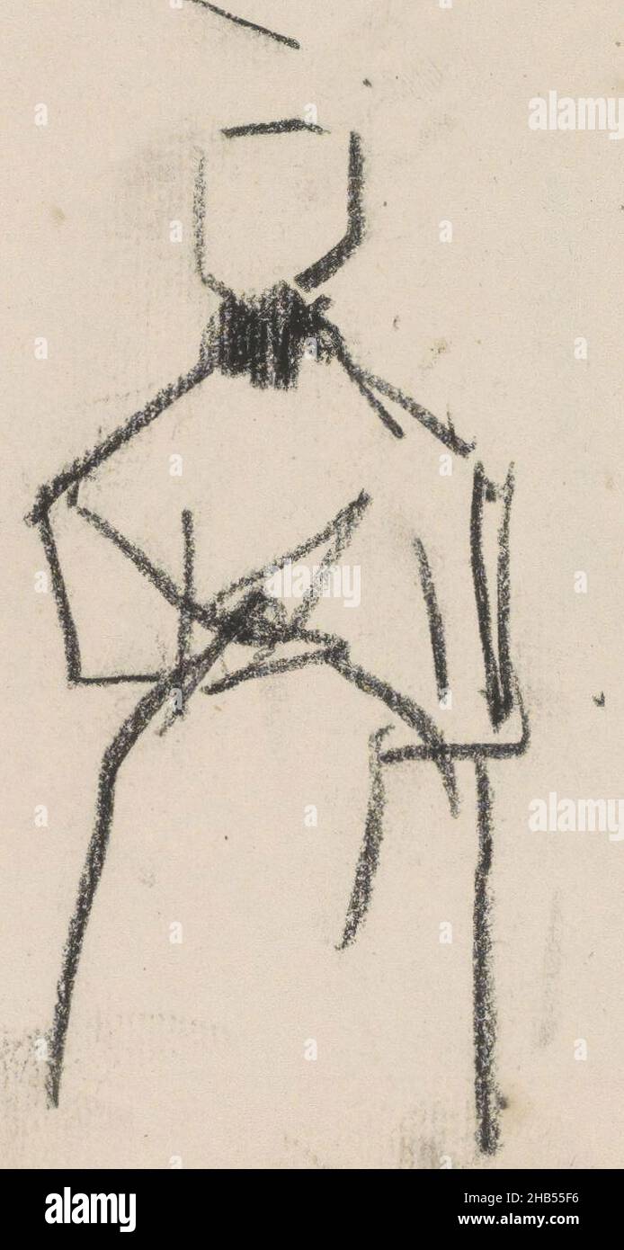 Page 6 from a sketchbook with 18 pages, Standing woman, seen from ...