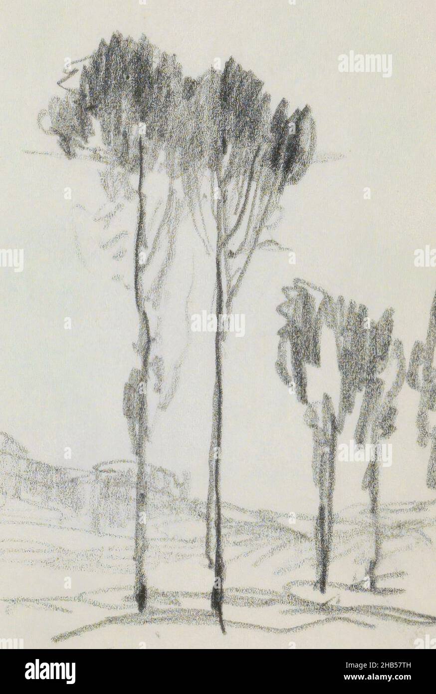 Sheet 8 recto from a sketchbook with 91 sheets, Landscape with trees ...