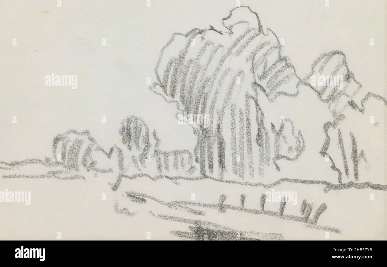 Sheet 33 recto from a sketchbook with 91 sheets, Trees on a waterfront ...