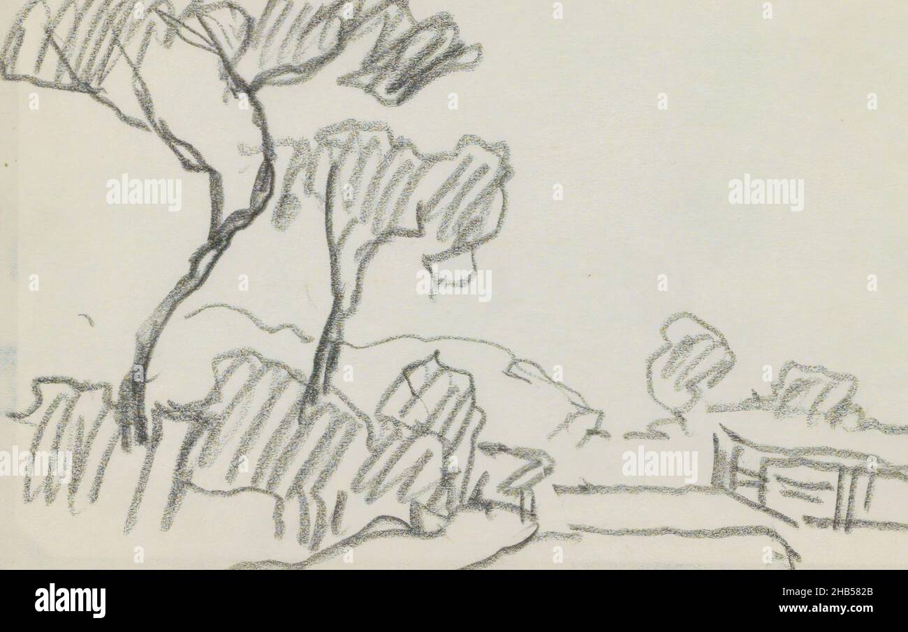 Sheet 81 recto from a sketchbook with 91 sheets, Landscape with trees ...