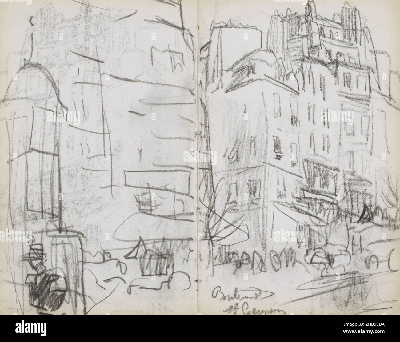 Pages 48 and 49 from a sketchbook with 35 pages, Boulevard Saint ...