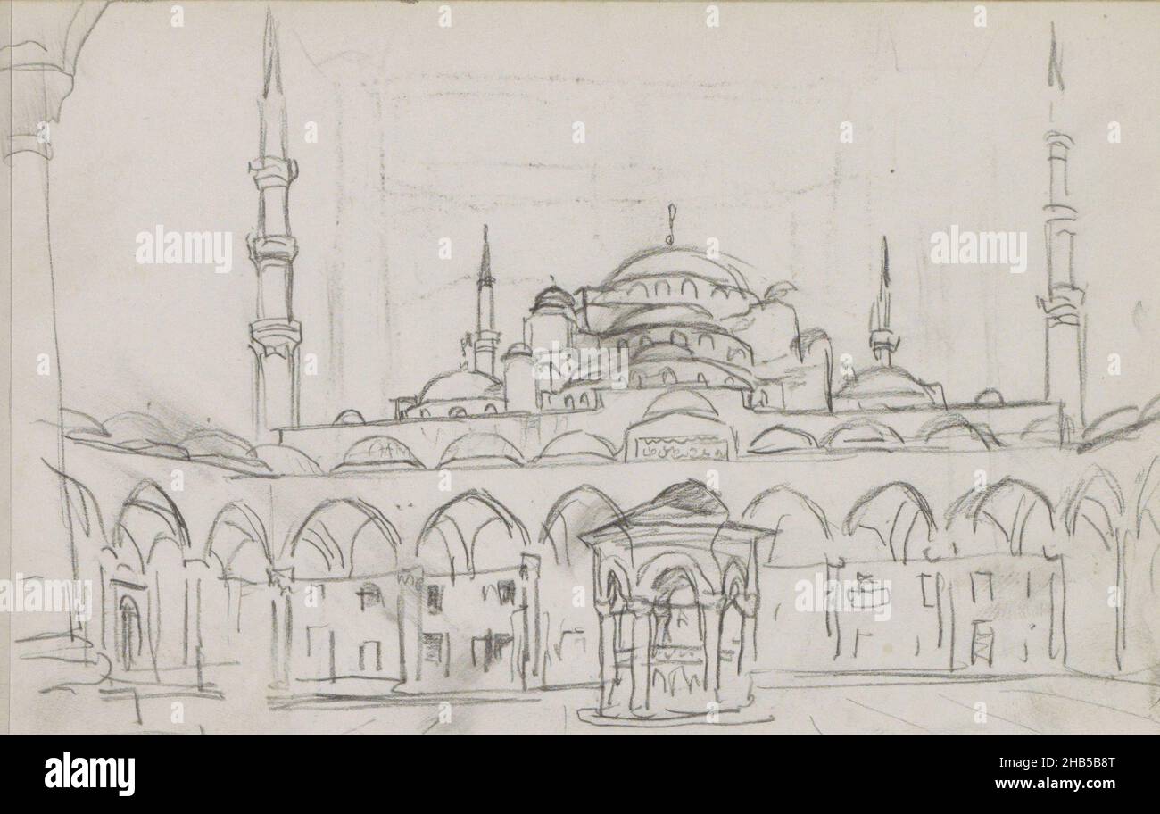 The mosque is also called the Blue Mosque. There is a fountain in the ...