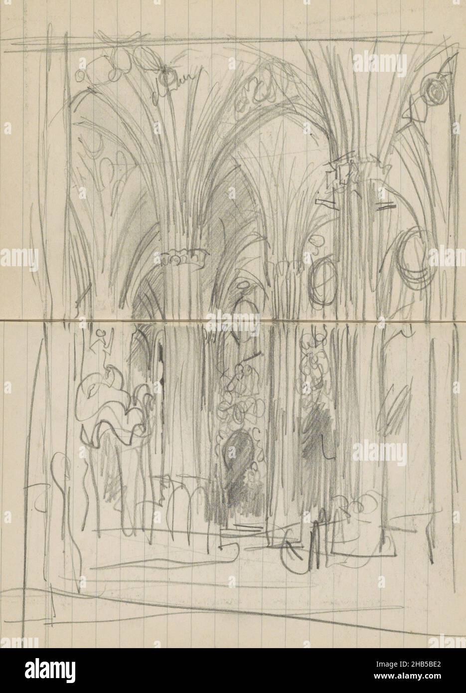 Pages 20 and 21 from a sketchbook with 50 pages, Interior of La Seo ...