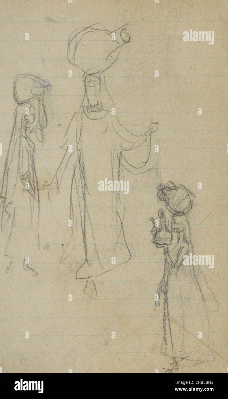 The women are veiled. Page 57 from a sketchbook with 48 pages, Egyptian ...