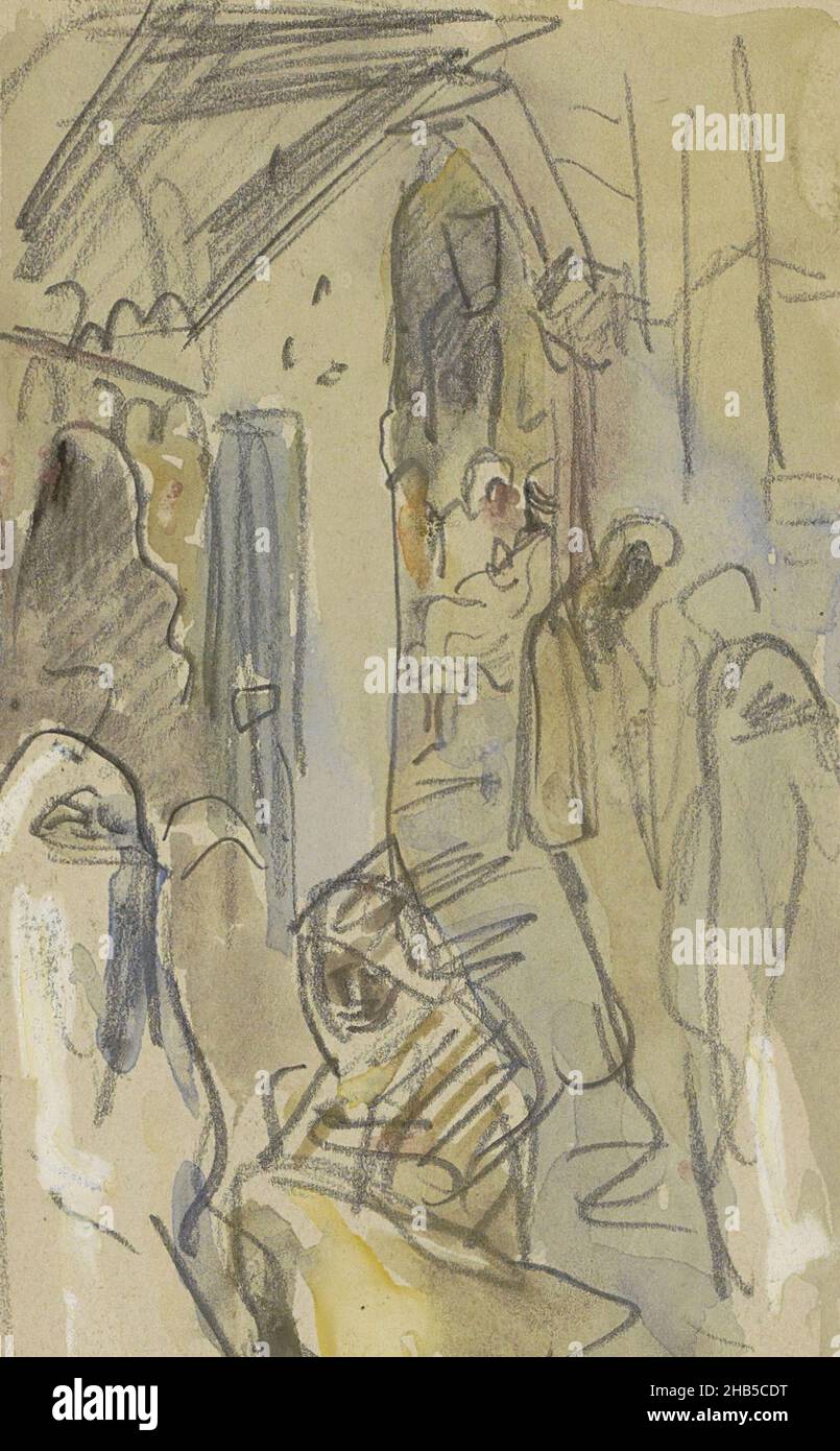 Page 40 from a sketchbook with 31 pages, Street with figures in Biskra., draughtsman: Marius ...