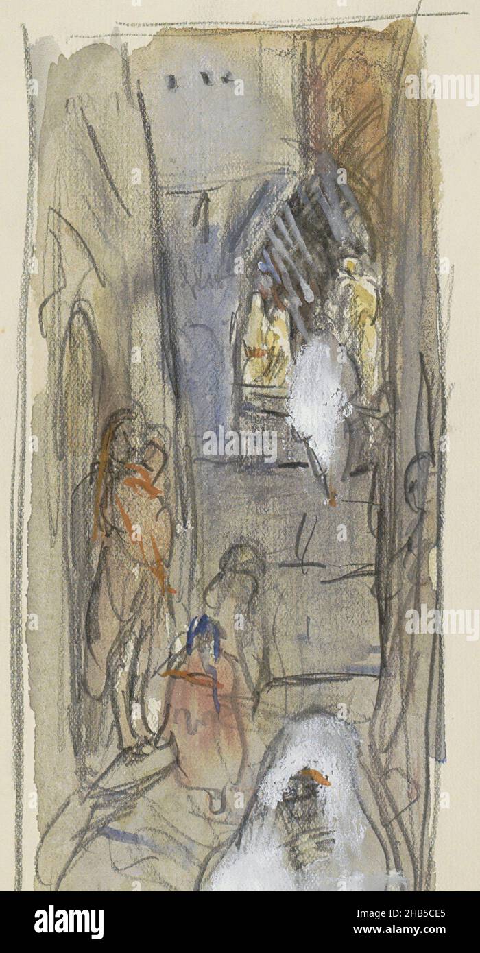 Page 42 from a sketchbook with 31 pages, Lane with figures in Biskra, draughtsman: Marius Bauer ...