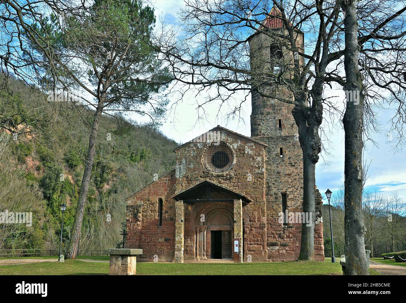 Romanesque monastery of Sant Joan les Fonts in the Garrotxa region of ...