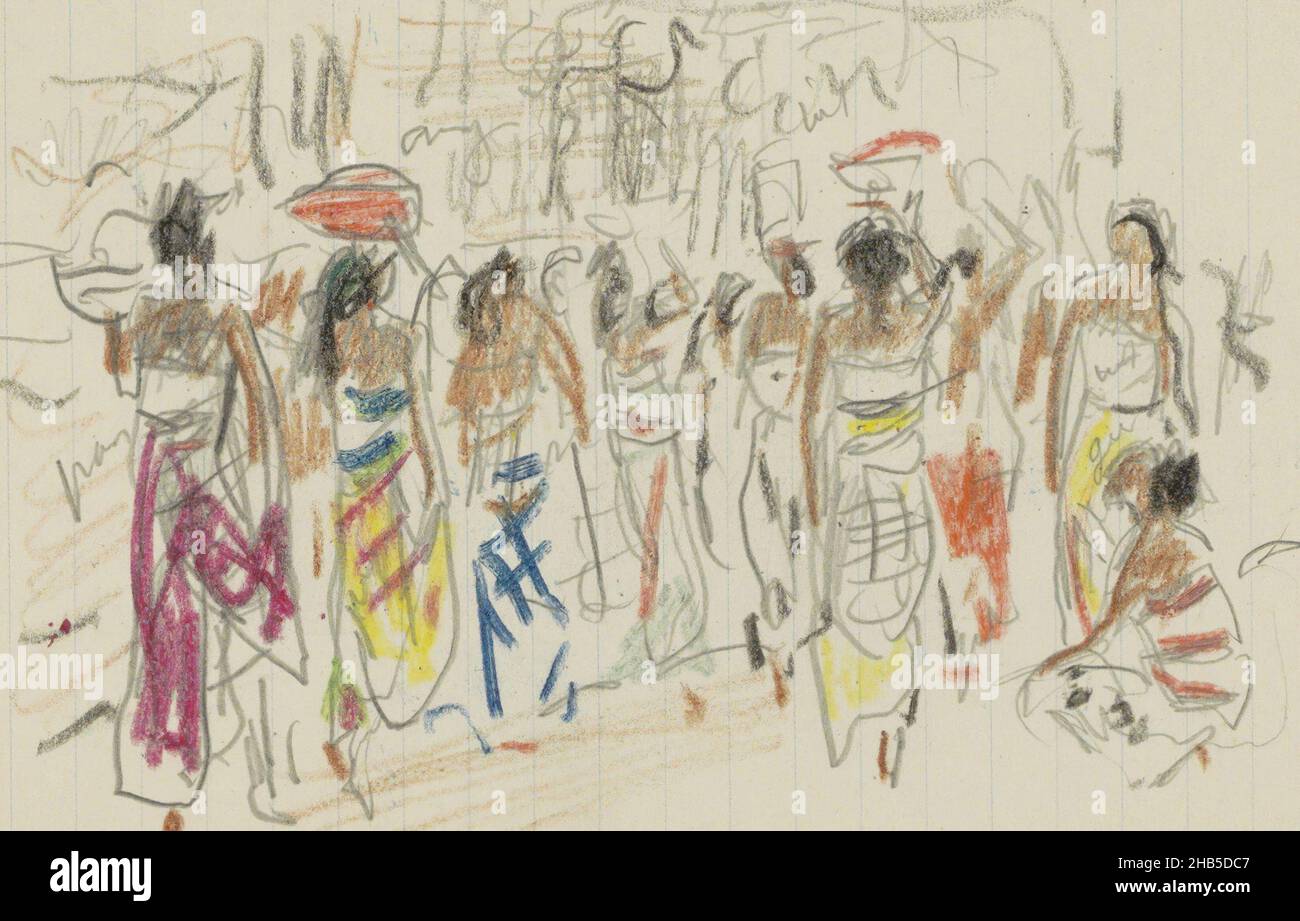 Page 35 from a sketchbook with 74 sheets, Indonesian women, some with ...
