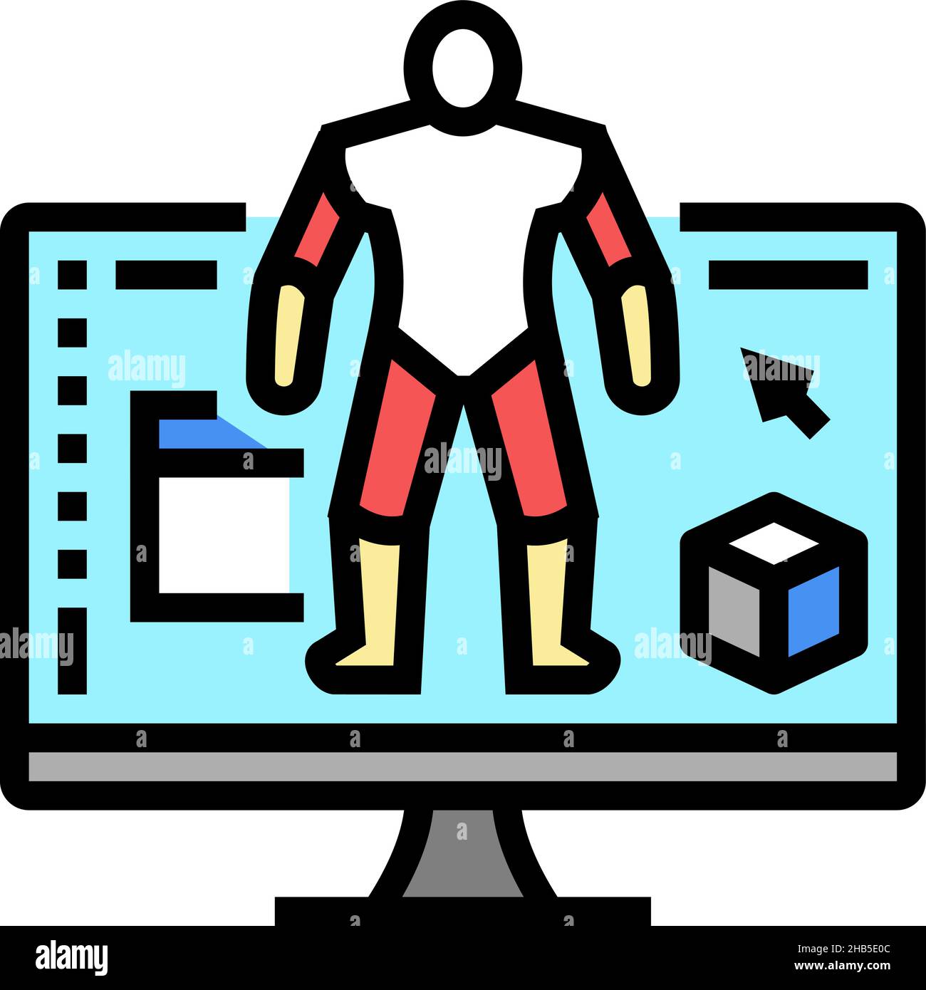 3d modeling characters color icon vector illustration Stock Vector ...