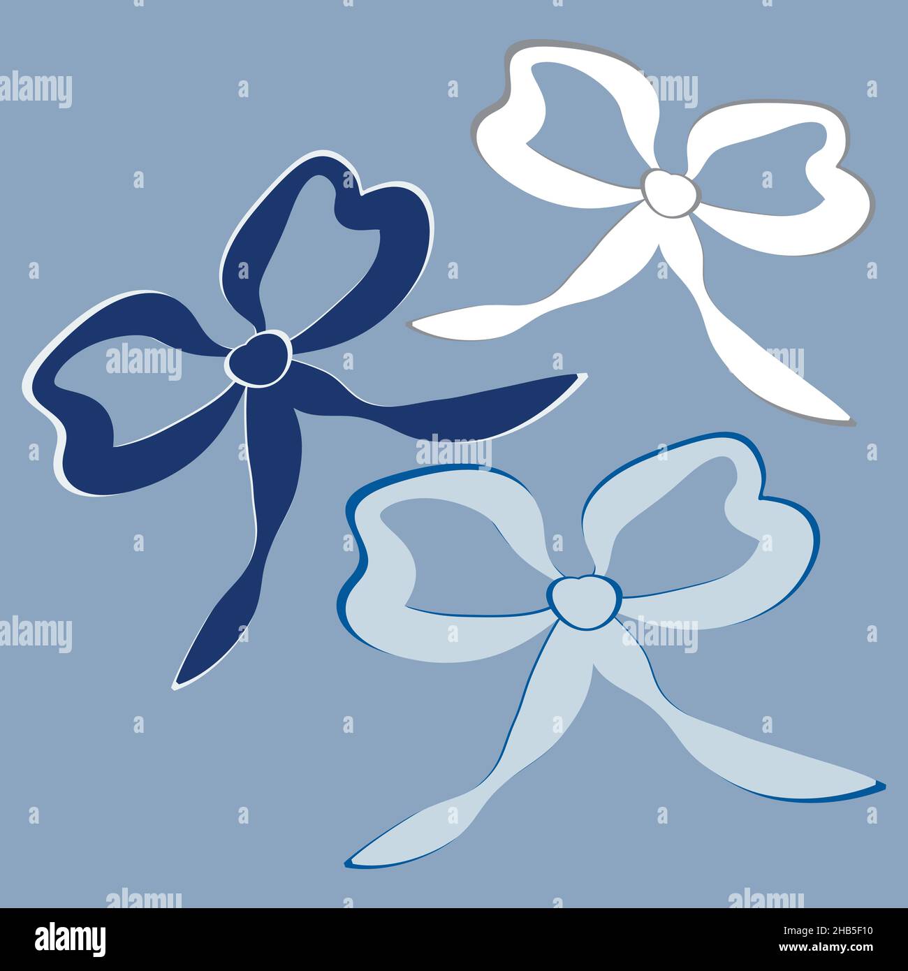 Illustration on a square background - monochromatic bows. Design ...