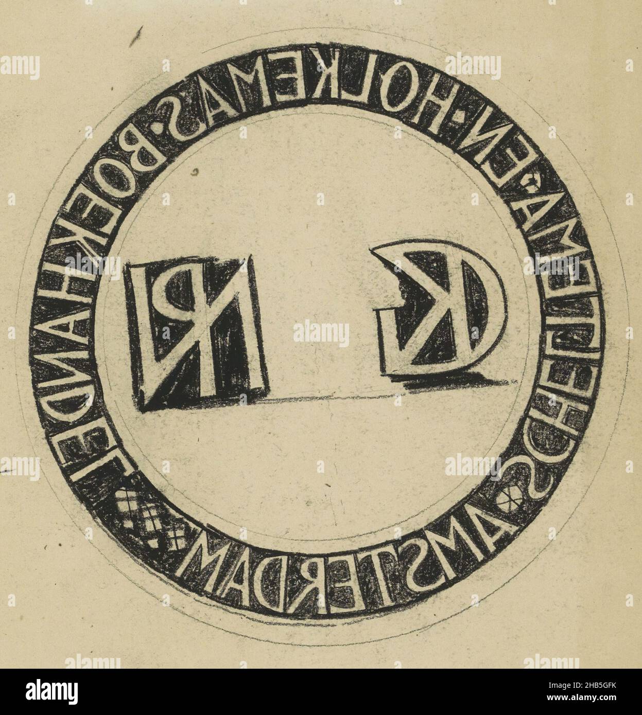 Page 6 recto from an album with 17 pages, Design for a logo for ...
