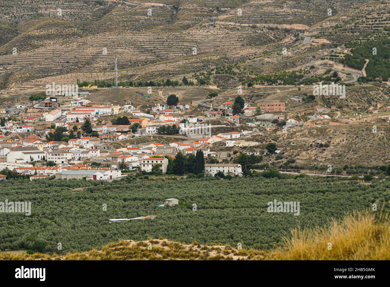 Panoramic of a small rural town Stock Photo - Alamy
