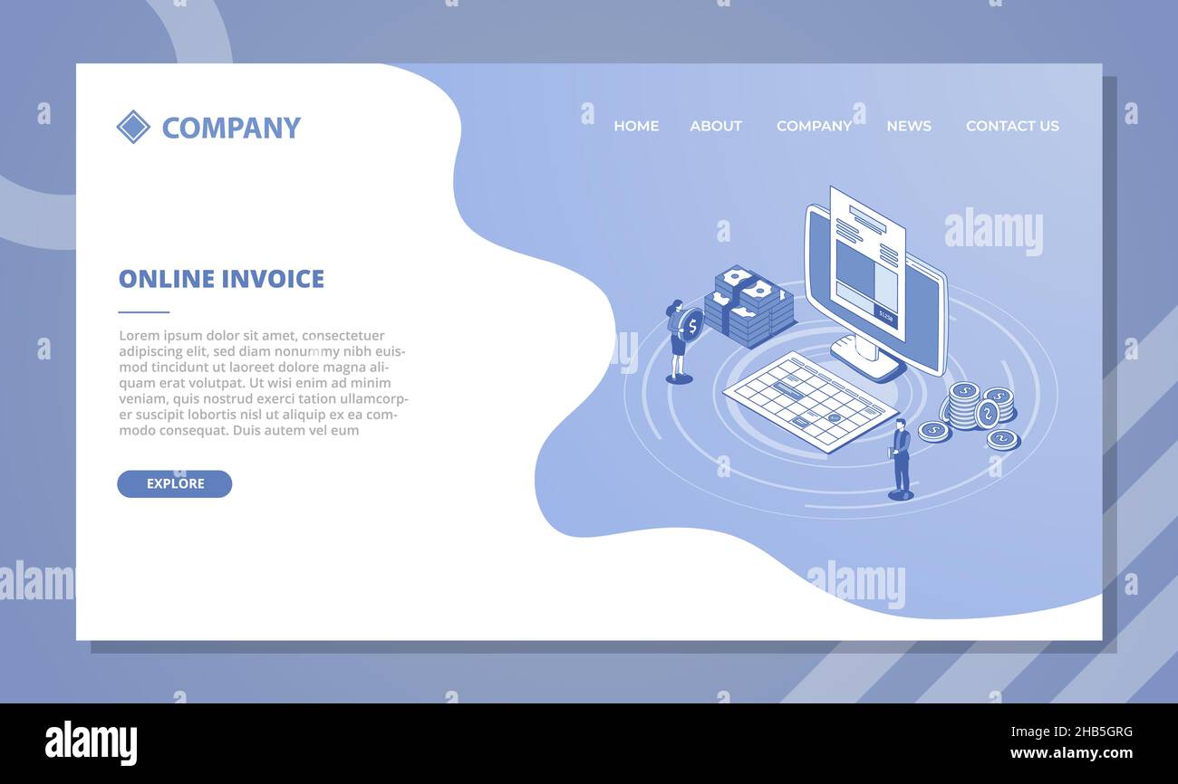 business online invoice concept for website template or landing ...