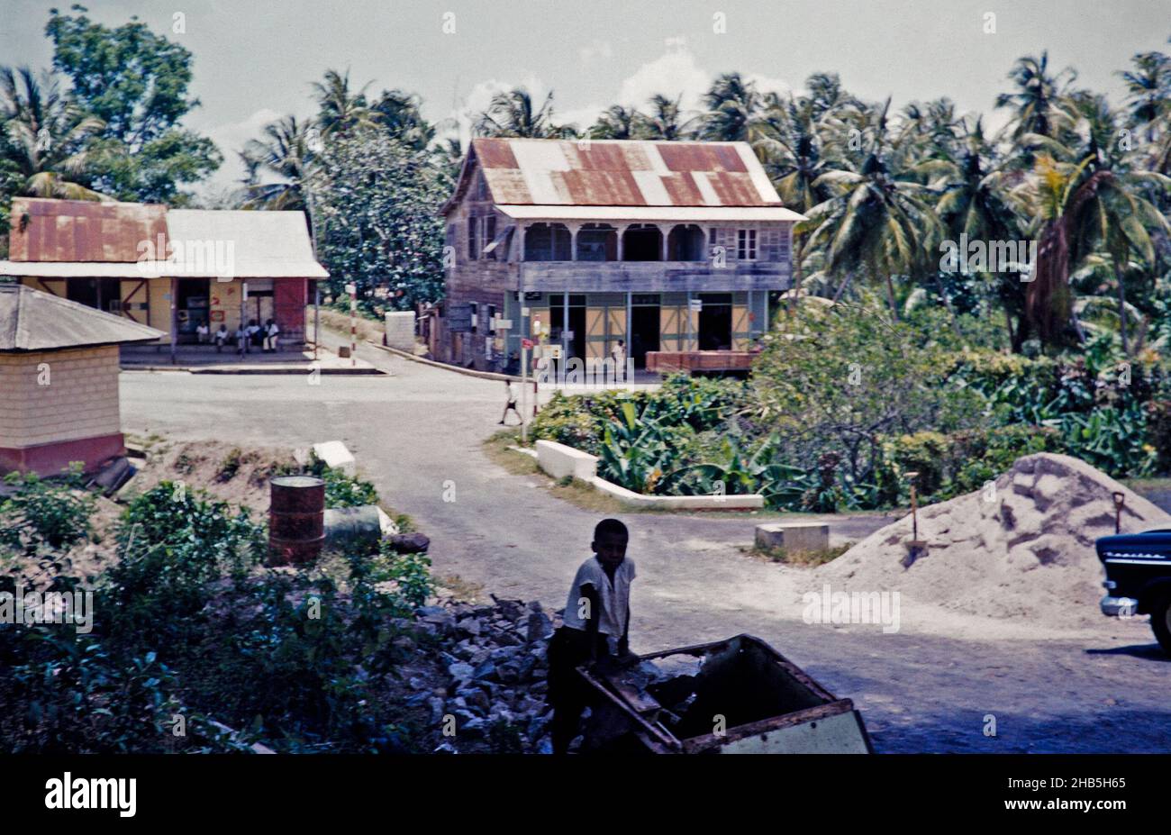 Village street and historic buildings at Toco, Trinidad, Trinidad and ...