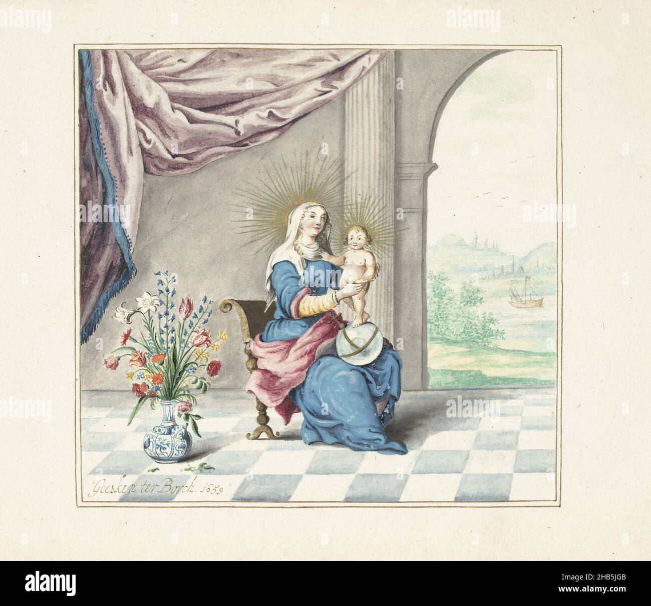 Virgin with the Child, draughtsman: Gesina ter Borch (signed by artist ...