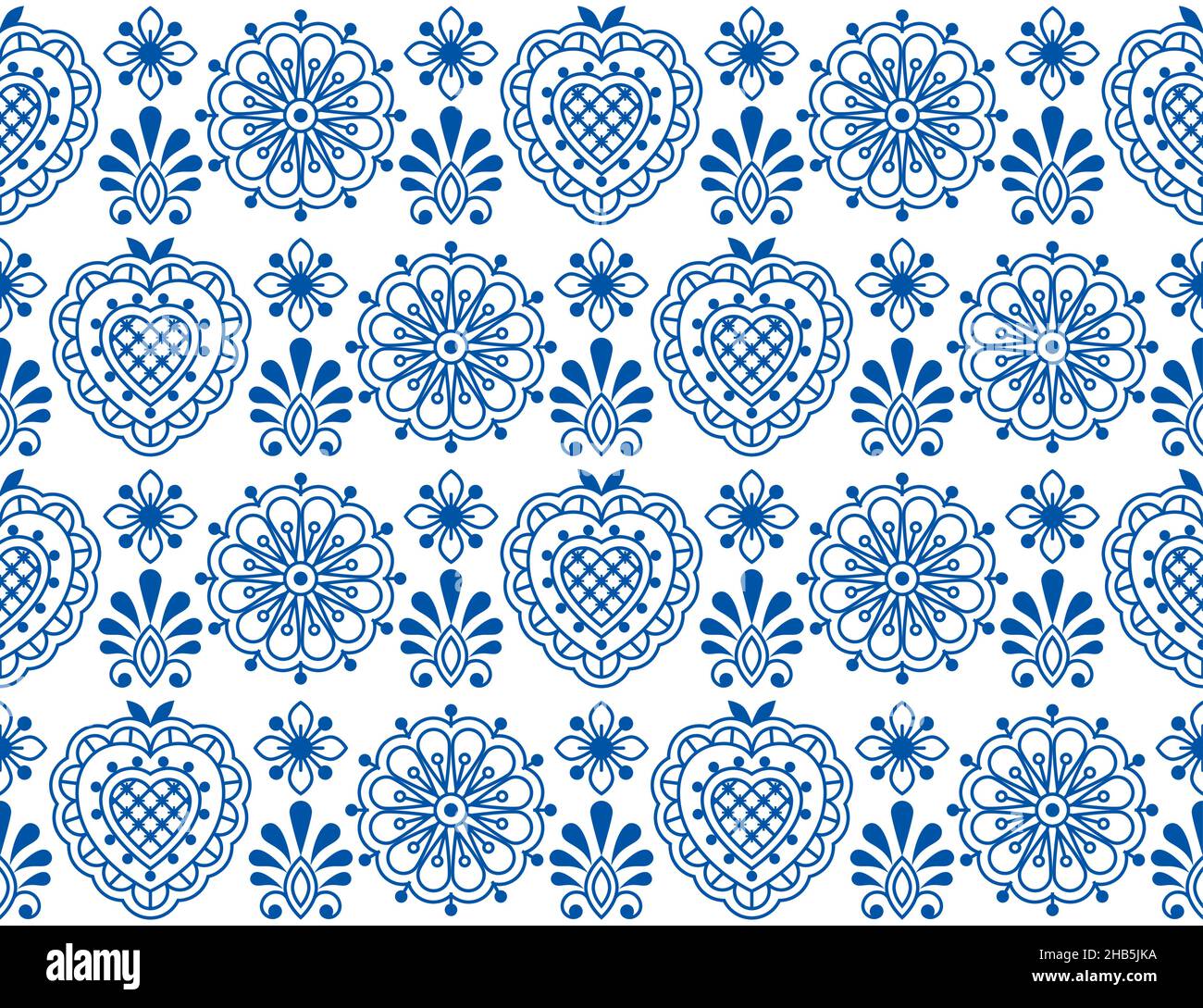 Scandinavian floral folk art outline vector seamless tile pattern ...