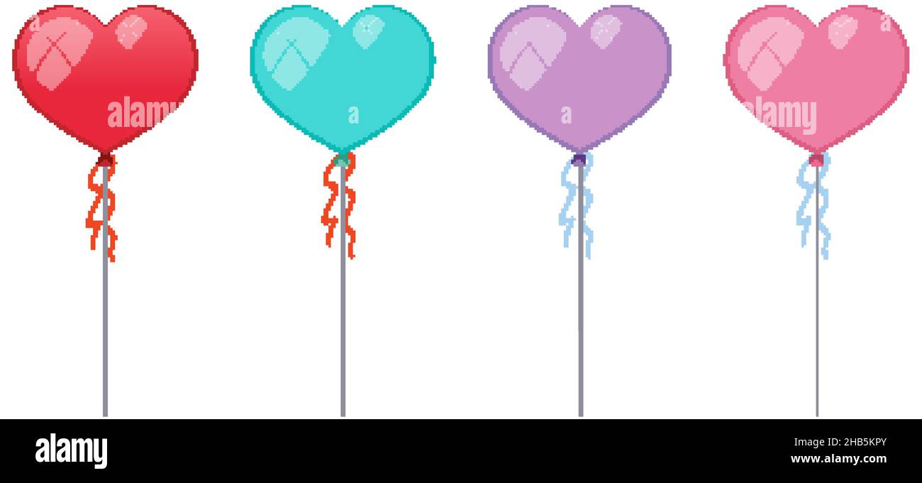 Heart balloons set in different pastel colors illustration Stock Vector ...