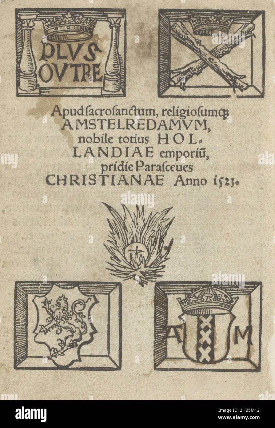 Coat of arms of Amsterdam, Top left the motto Plus Ultra of Emperor ...