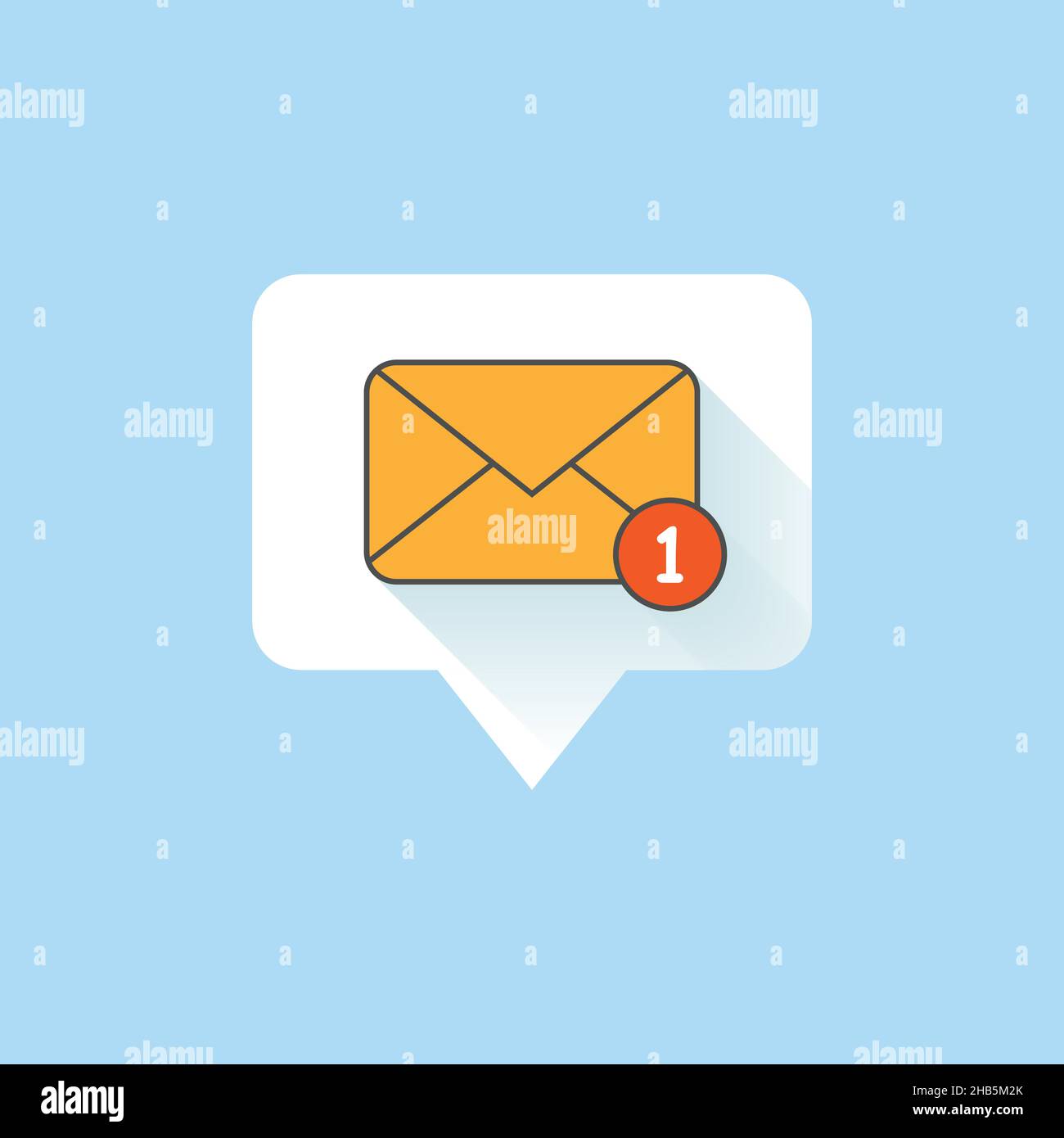 New incoming messages icon in flat style. Envelope with notification ...