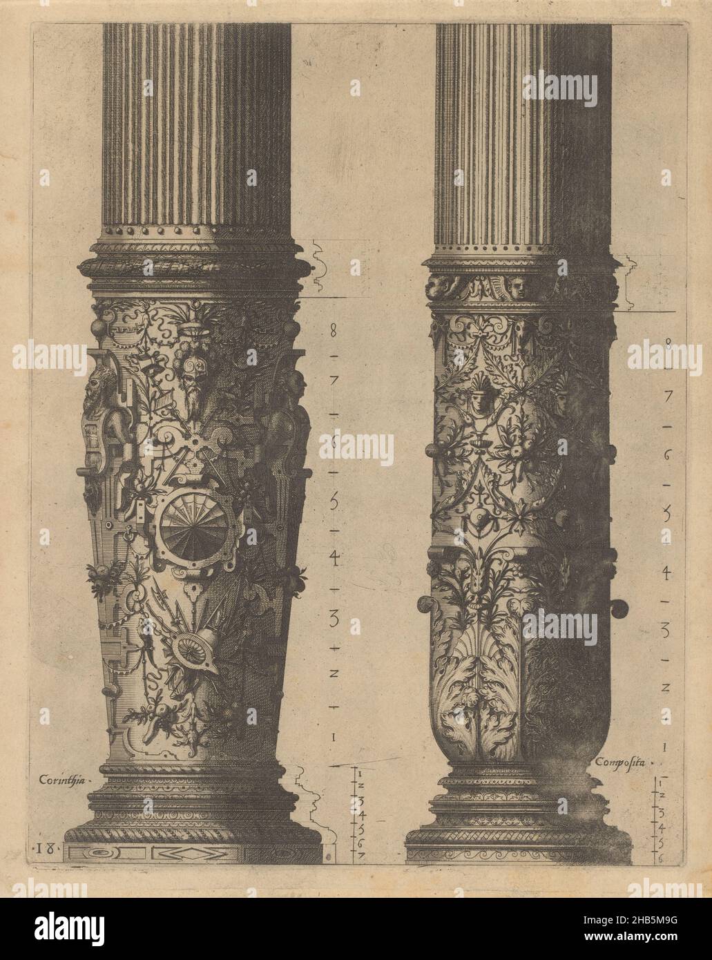 Two 'columnae caelatae', in the Corinthian and Composite Order, Das ...