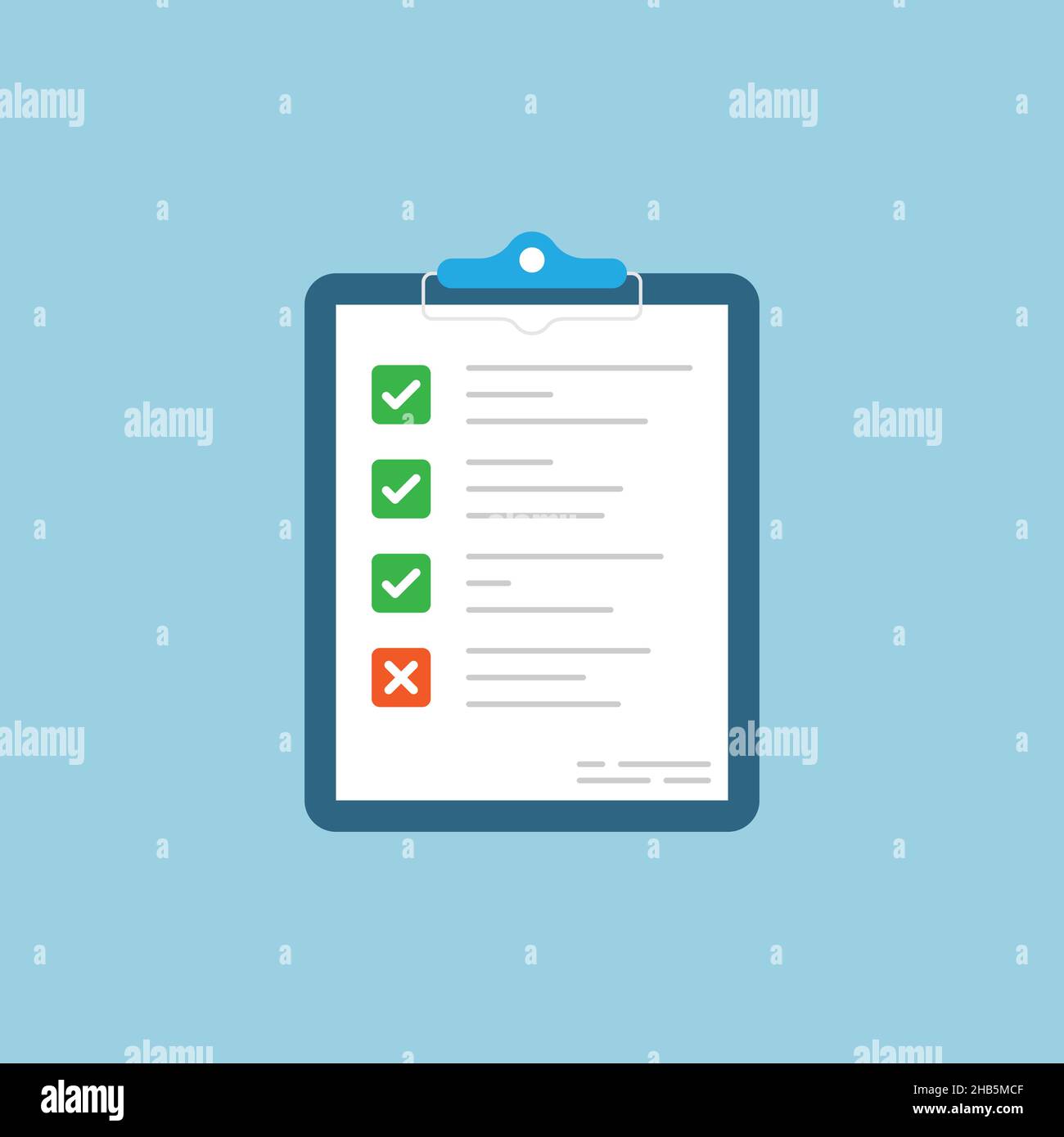 Checklist document icon in flat style. Report approval vector ...