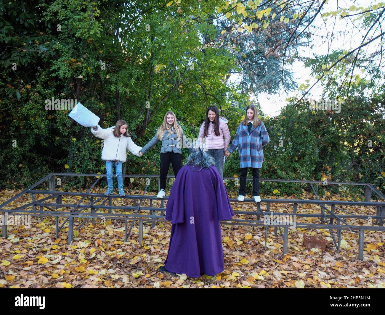ecologist children girls playing to save the planet as evil toxic ...
