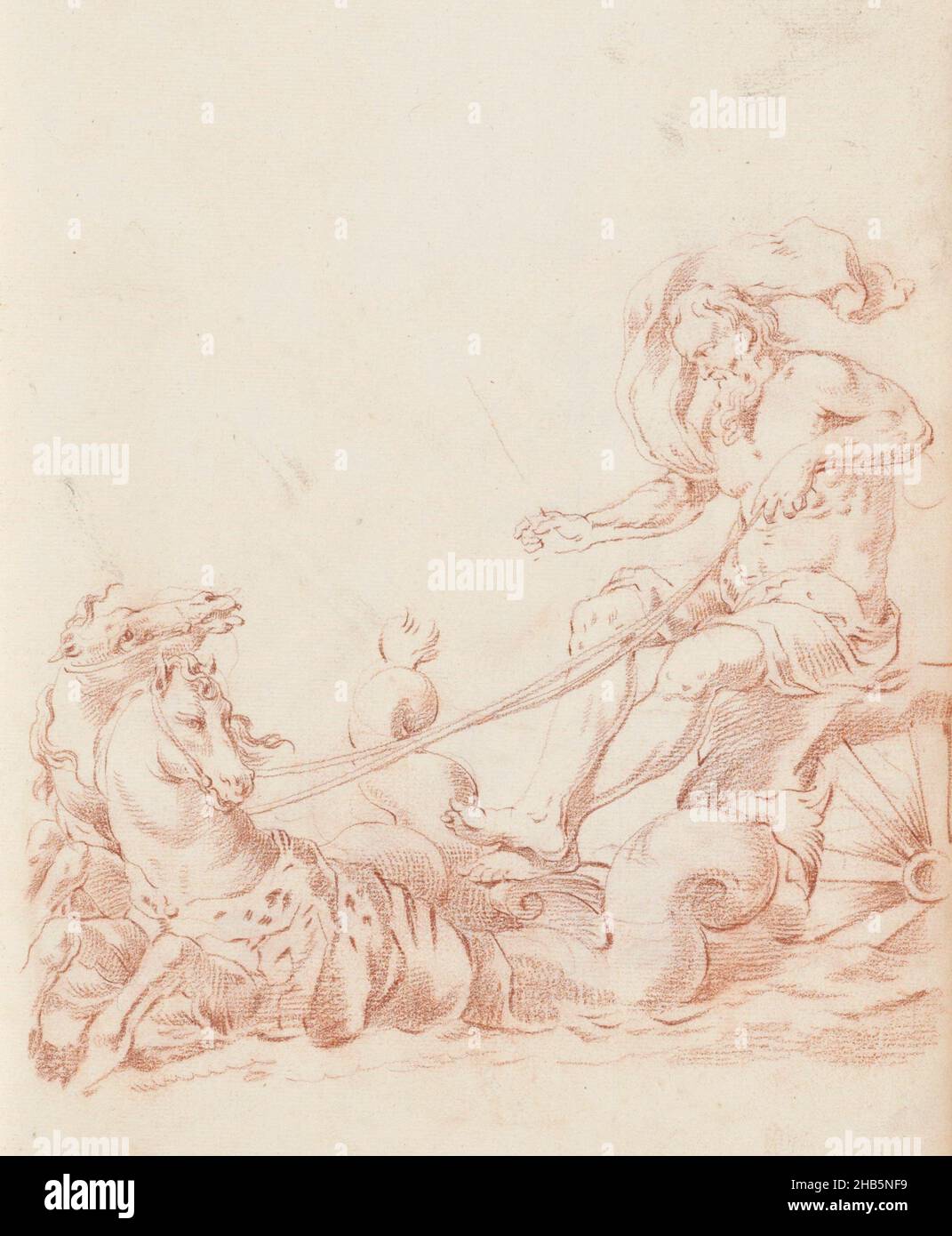 Neptune, Neptune in his chariot drawn by hippocampuses, seahorses with ...