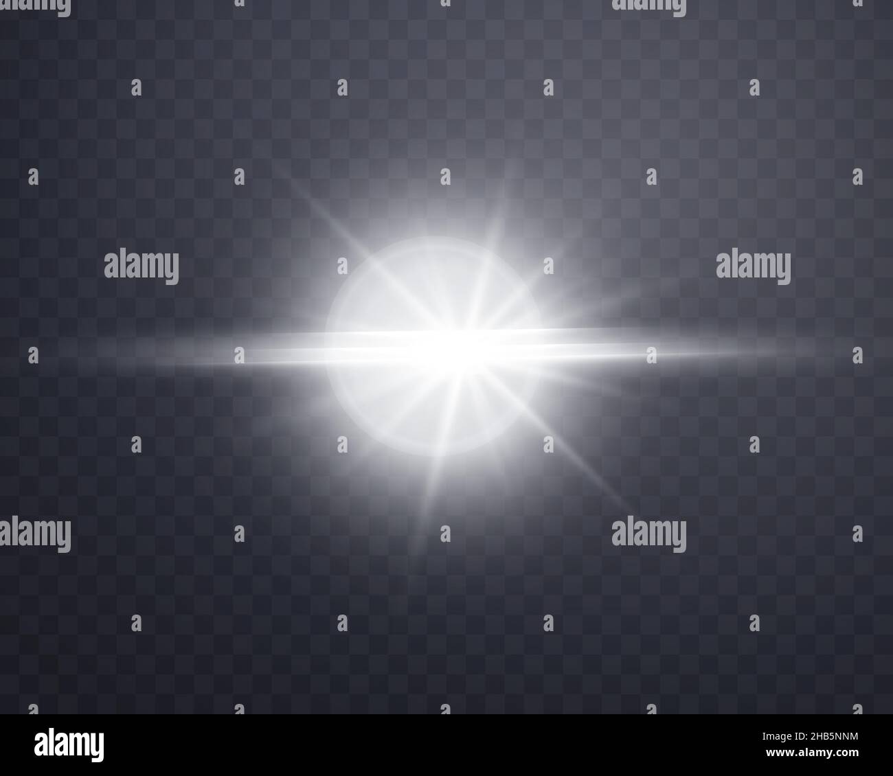 Silver sunlight lens flare, sun flash with rays and spotlight. Glowing ...