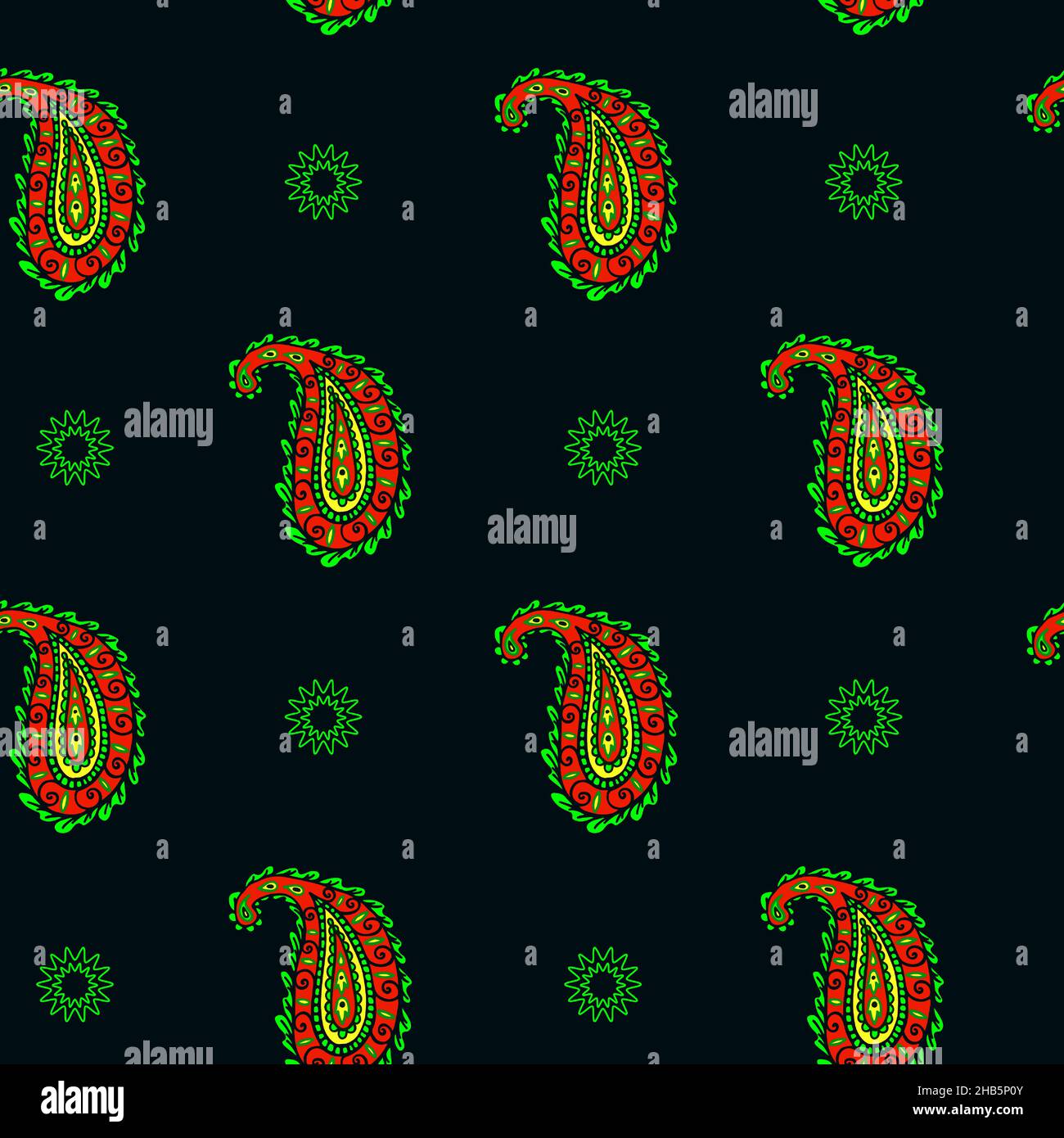 Paisley pattern on black Stock Vector Images - Alamy