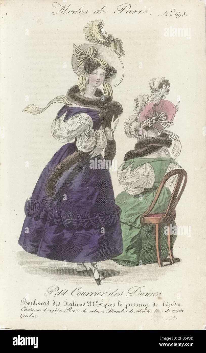 Petit Courrier des Dames, 1830 (698), Print from the fashion magazine ...