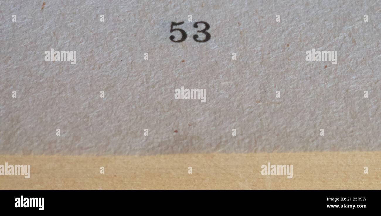 The number 53 printed on a piece of paper. Paper texture Stock Photo ...