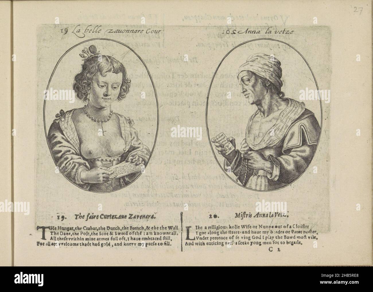 Portraits of the courtesans named La Belle Zavonare and Anna la Vetz ...