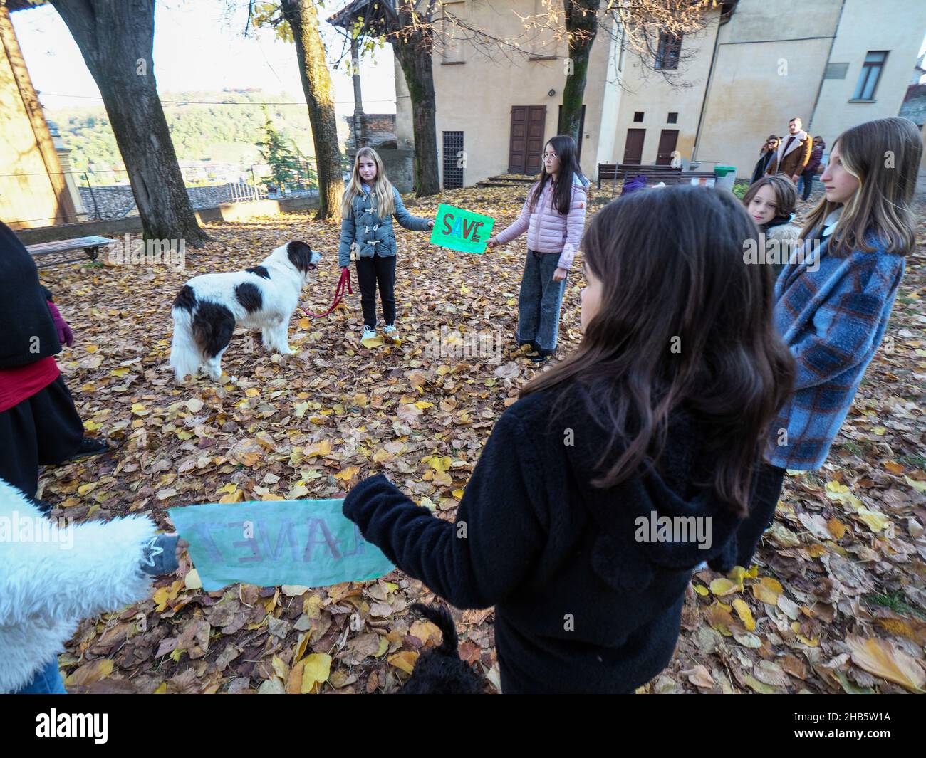 ecologist children girls playing to save the planet as evil toxic ...