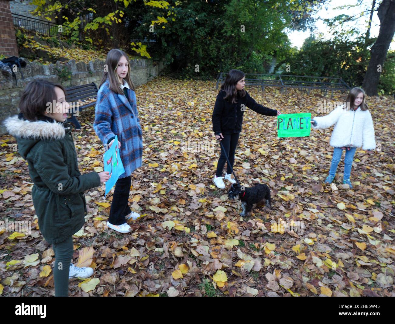 ecologist children girls playing to save the planet as evil toxic ...