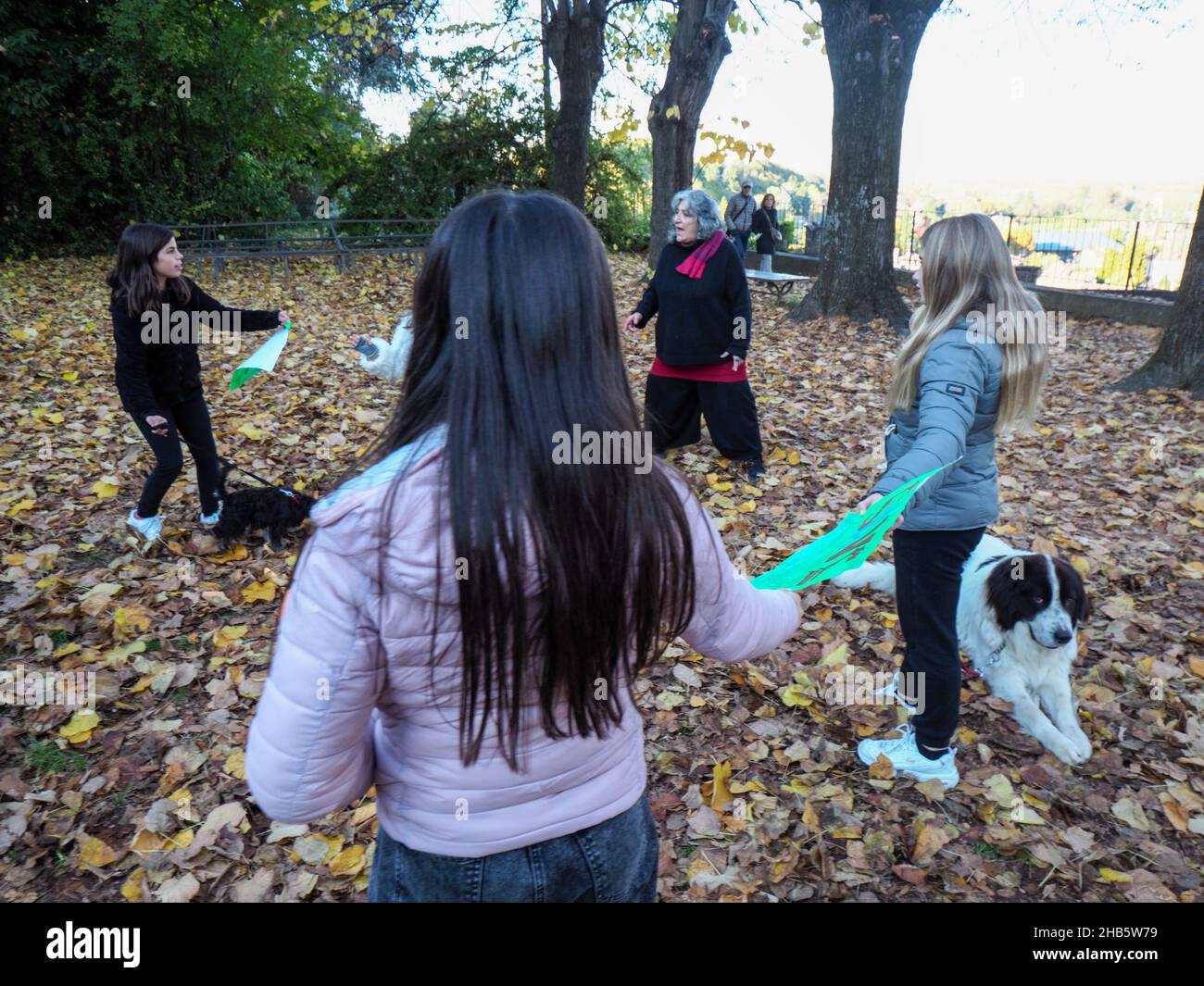 ecologist children girls playing to save the planet as evil toxic ...