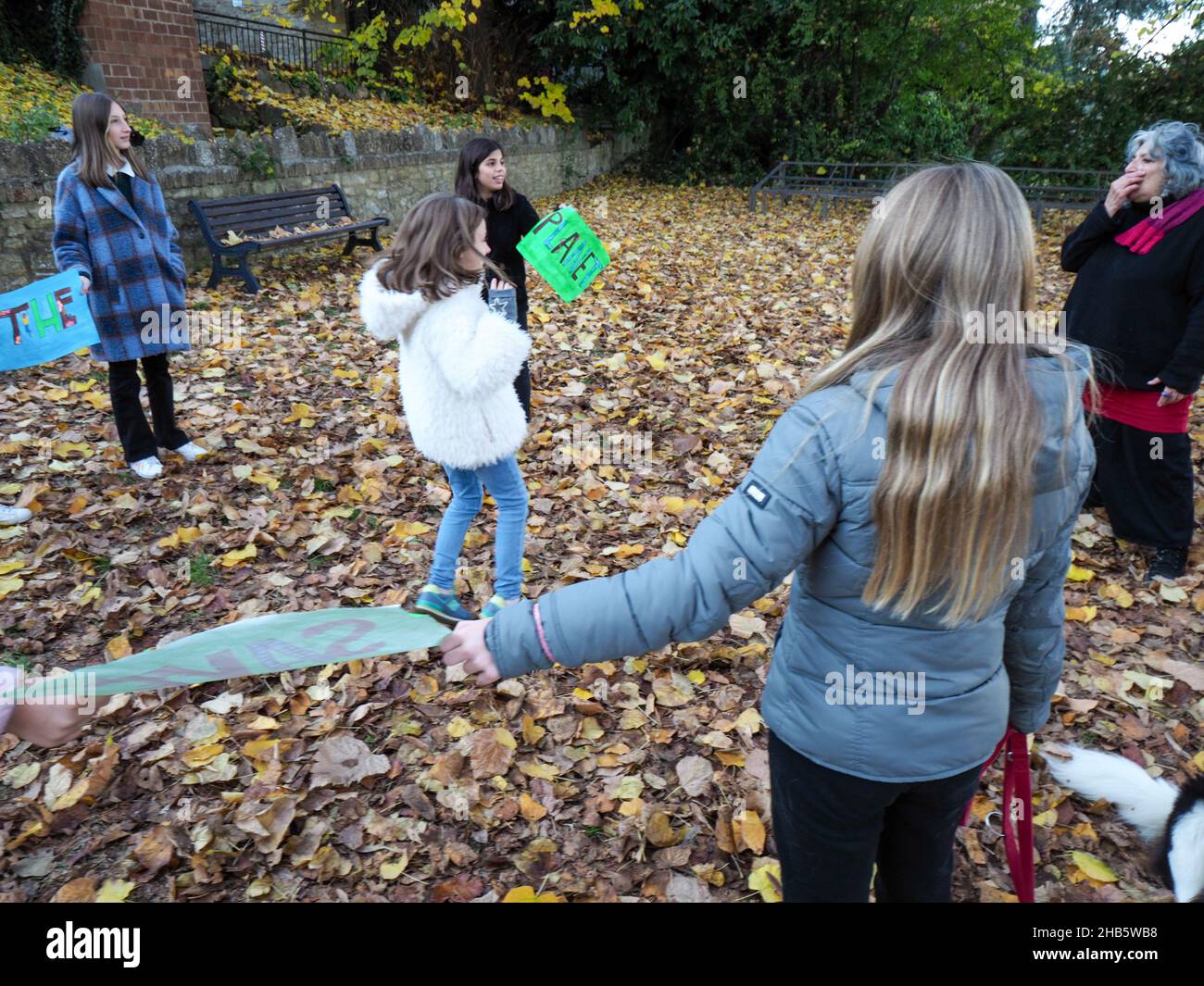 ecologist children girls playing to save the planet as evil toxic ...