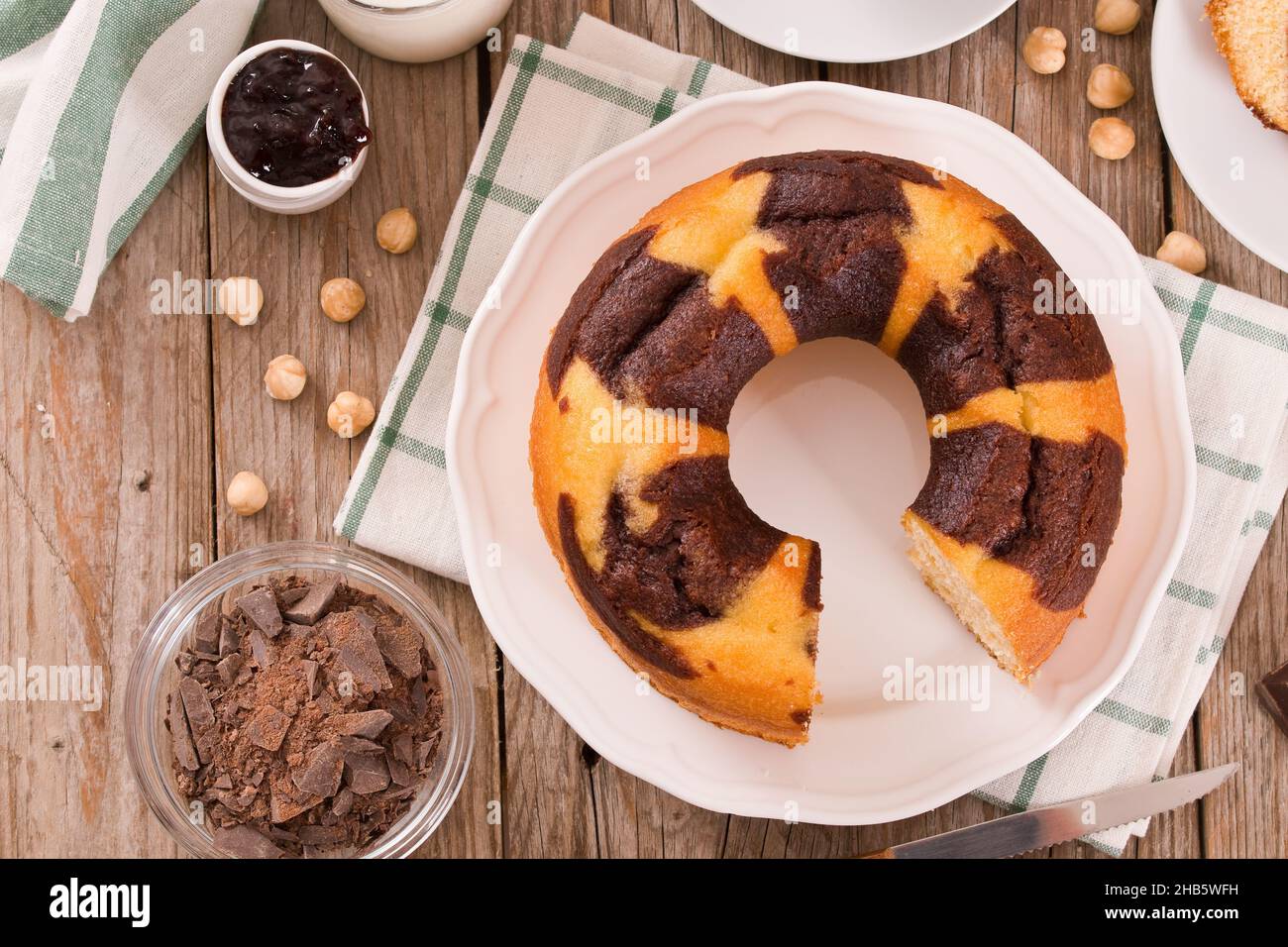 Marble ring cake Stock Photo - Alamy